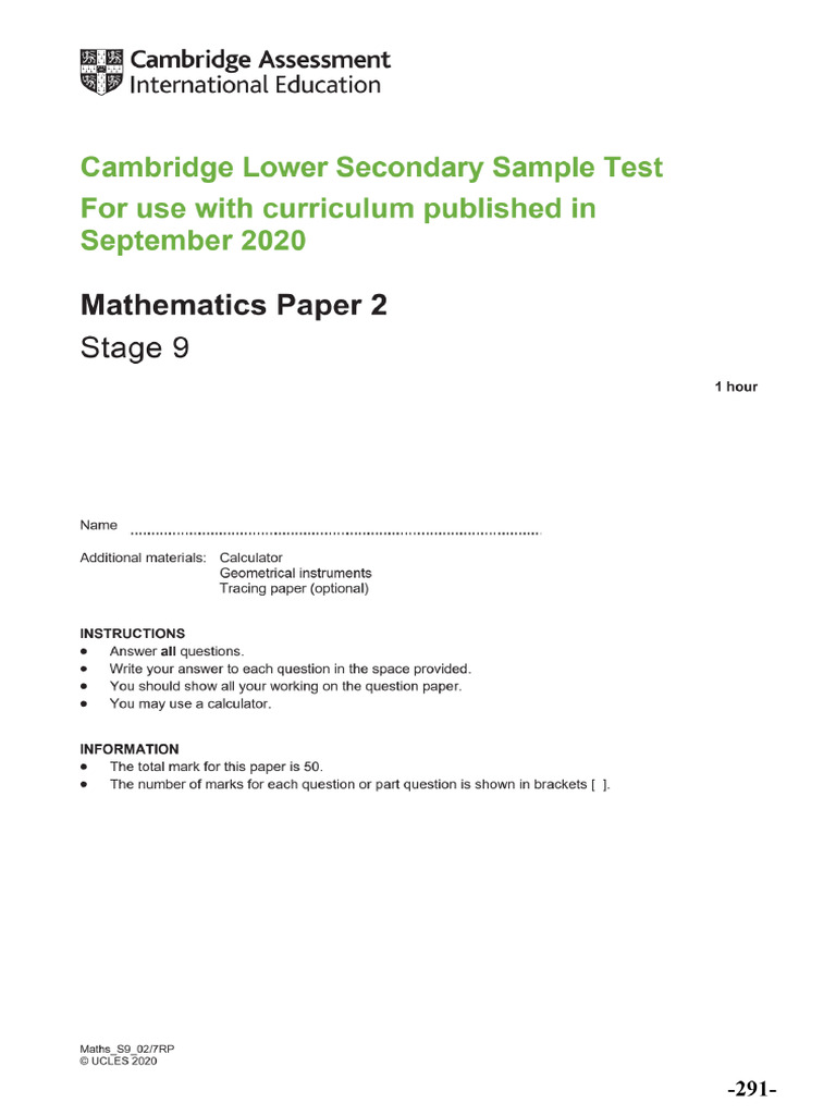 Math Checkpoint Paper 2 2015-2023 PP + Progression TEST | PDF