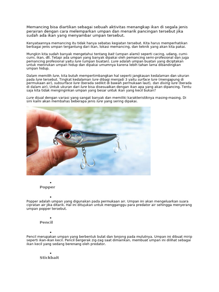 Panduan Memilih Lure untuk Memancing | PDF