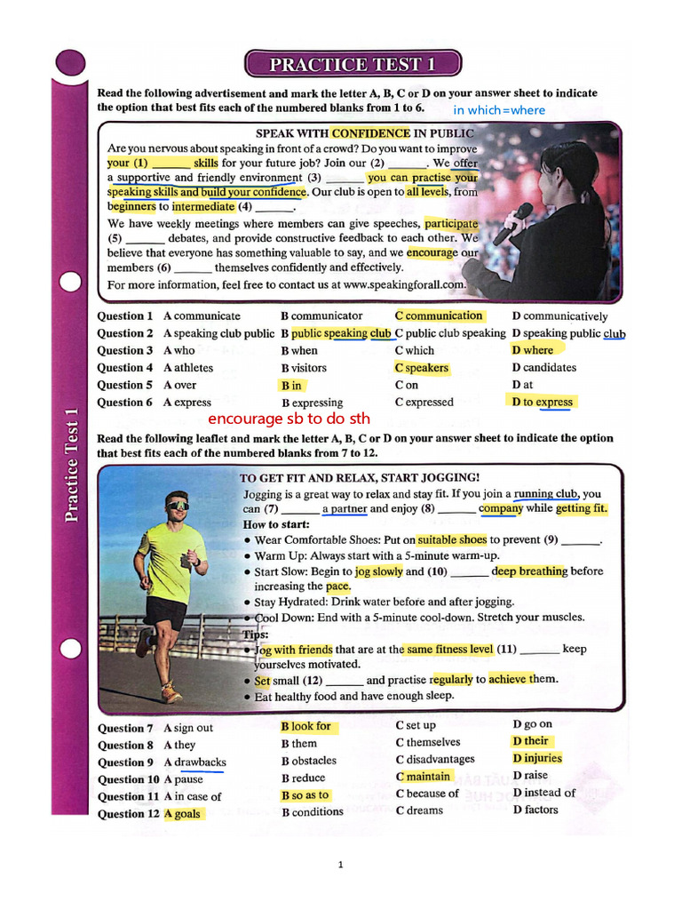 Pracrice Tests Grade 12-Test 1 - Bản Online | PDF