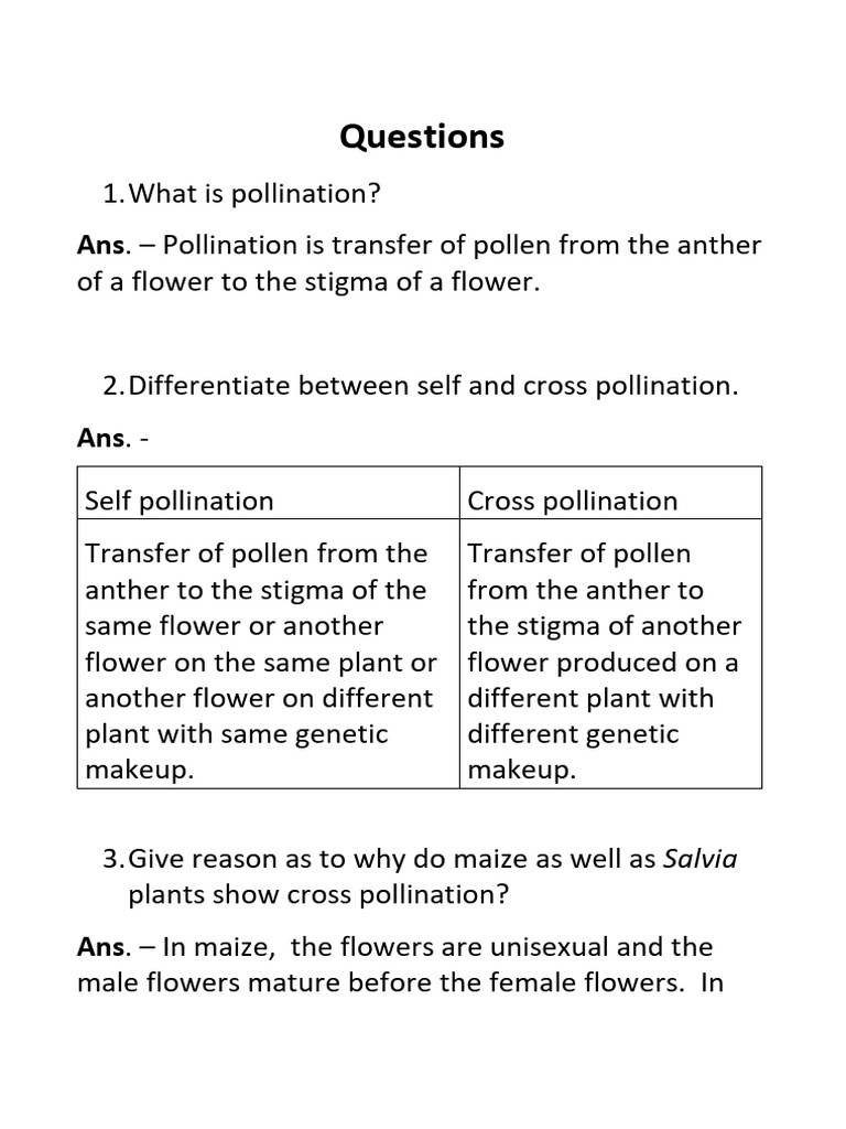 Wind and Insect Pollination | PDF