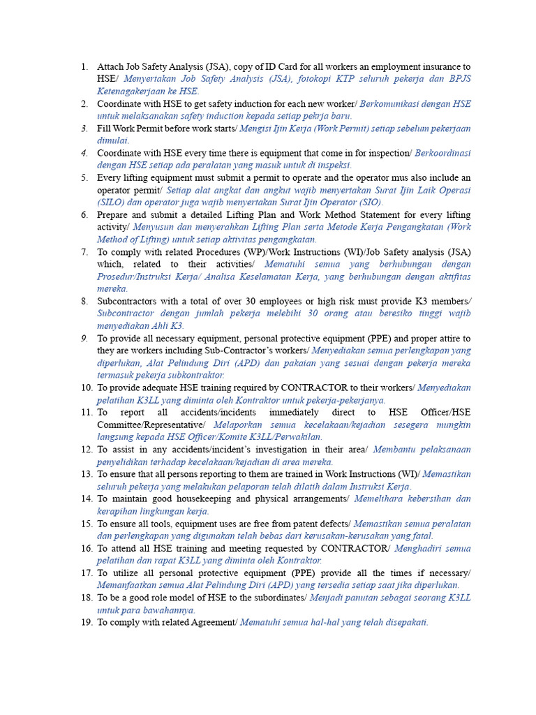 HSE Requirements | PDF
