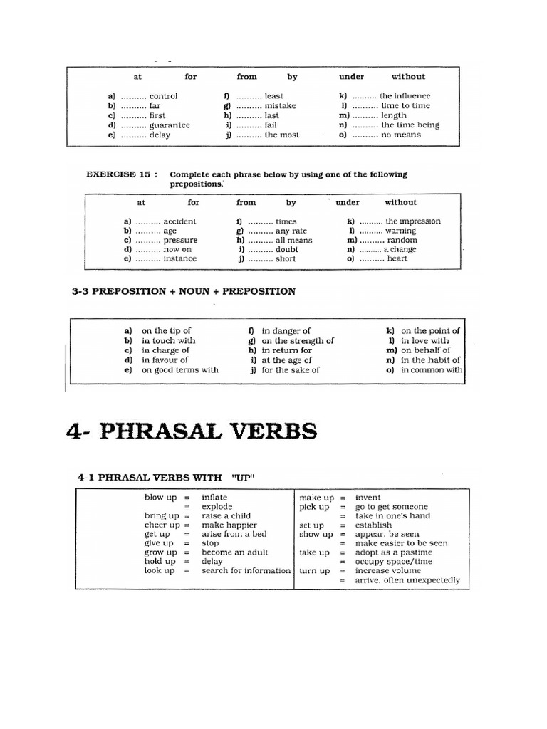 Prepositions and Phrasal Verbs Yeni | PDF