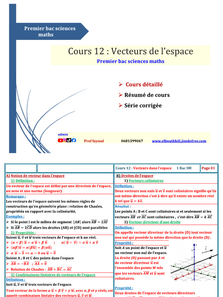 Cours - Vecteurs Dans L'espace | PDF