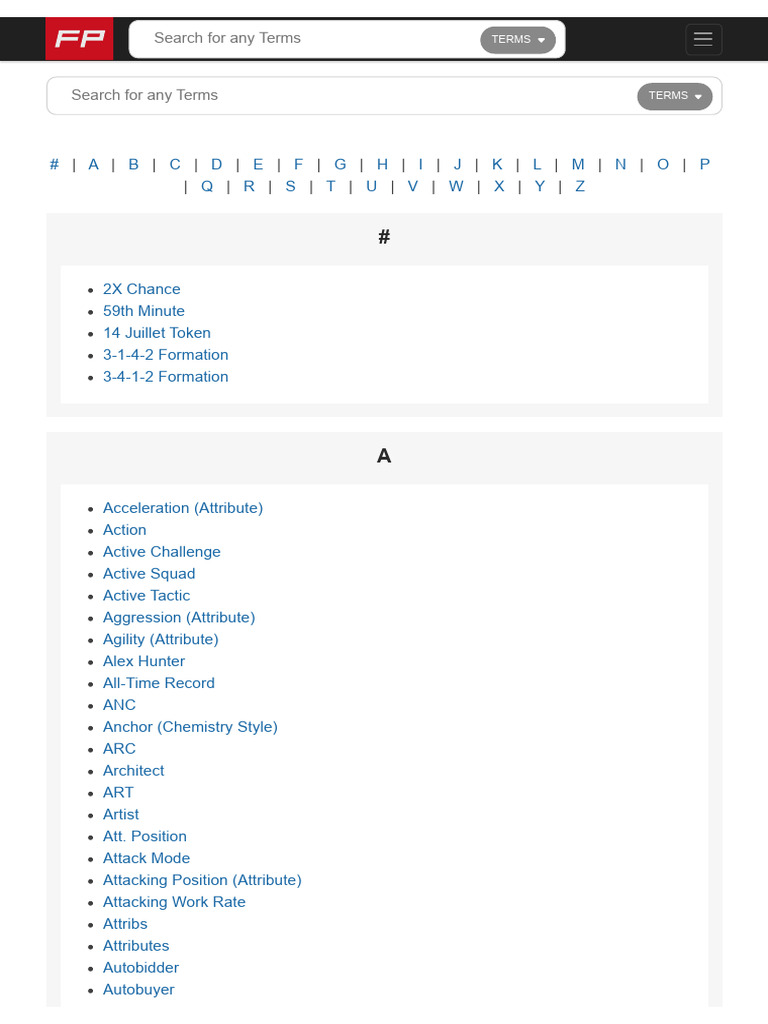 FIFA Encyclopedia: Player Attributes & Terms | PDF | Forward ...