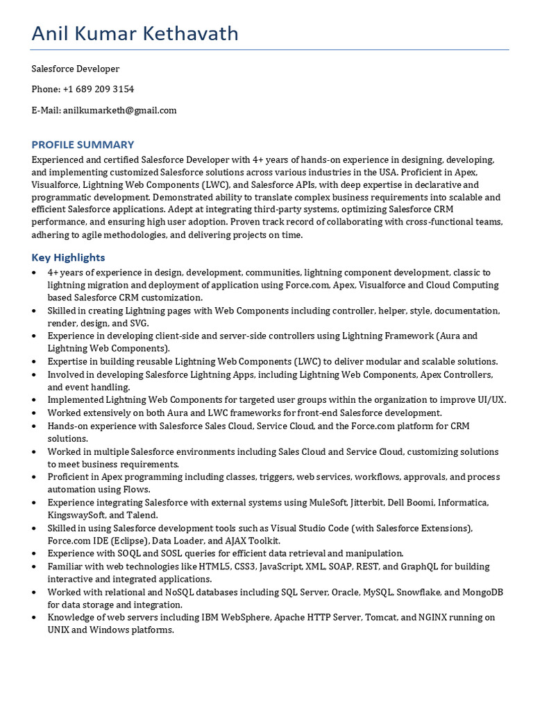 Anil Kumar Updated Resume | PDF | Eclipse (Software) | Cloud Computing