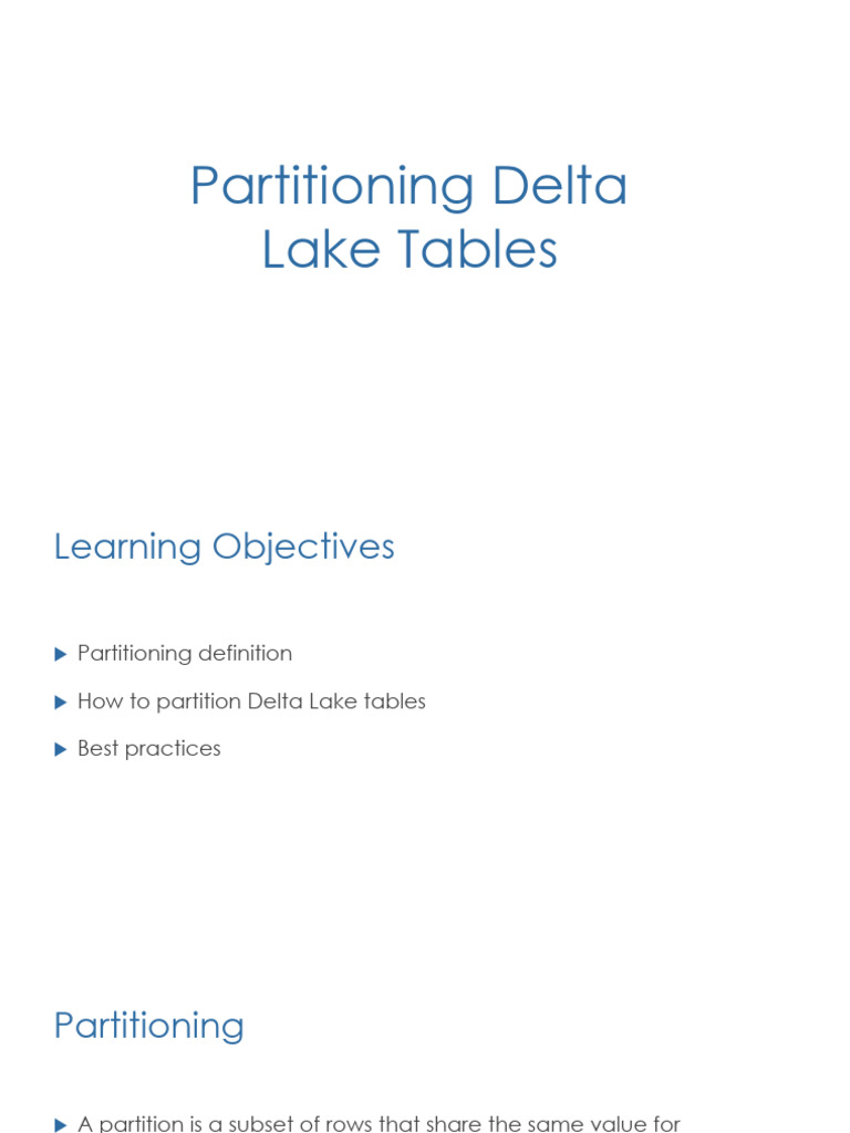 4.1A+ +Partitioning+Delta+Tables | PDF | Computer Programming