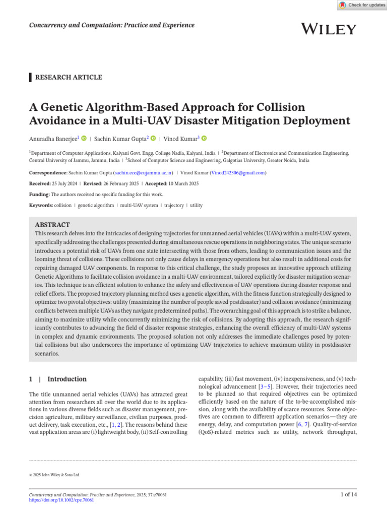 A Genetic Algorithm Based Approach For Collision Avoidance in A Multi UAV | PDF | Unmanned ...