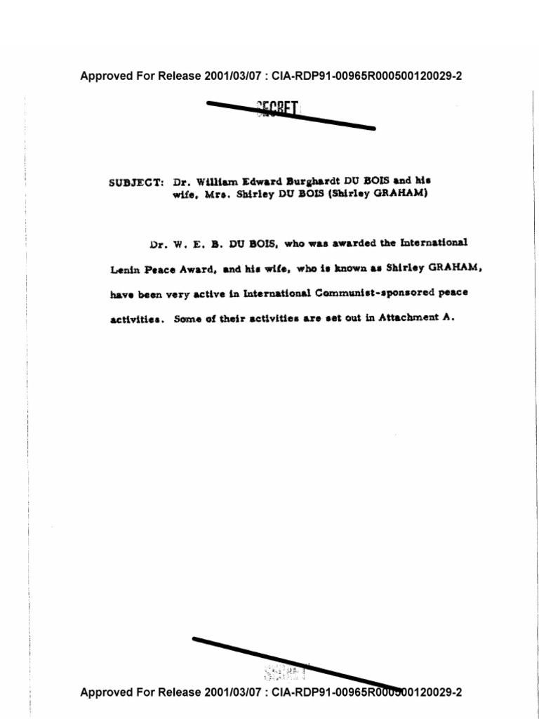 CIA Report On The Activities of W.E.B. DuBois | PDF