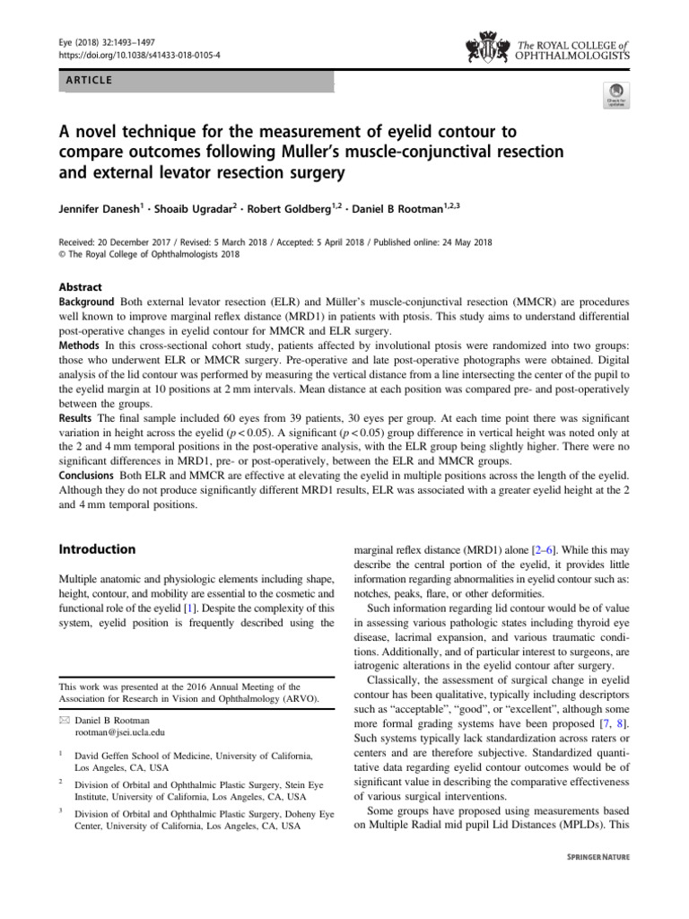 A Novel Technique For The Measurement of Eyelid Contour To Compare ...