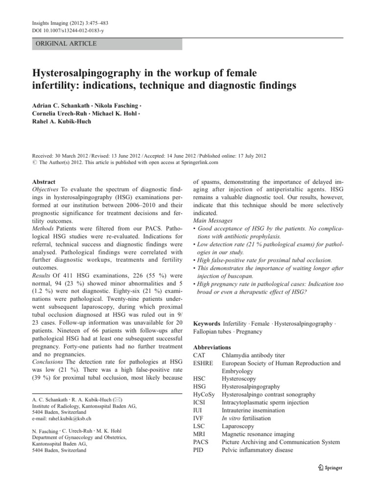 Hysterosalpingography for Female Infertility | PDF | Uterus | Miscarriage
