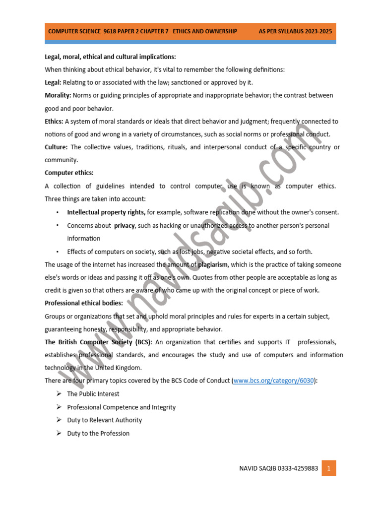 Chapter 7 Ethics and Ownership | PDF | World Wide Web | Internet & Web