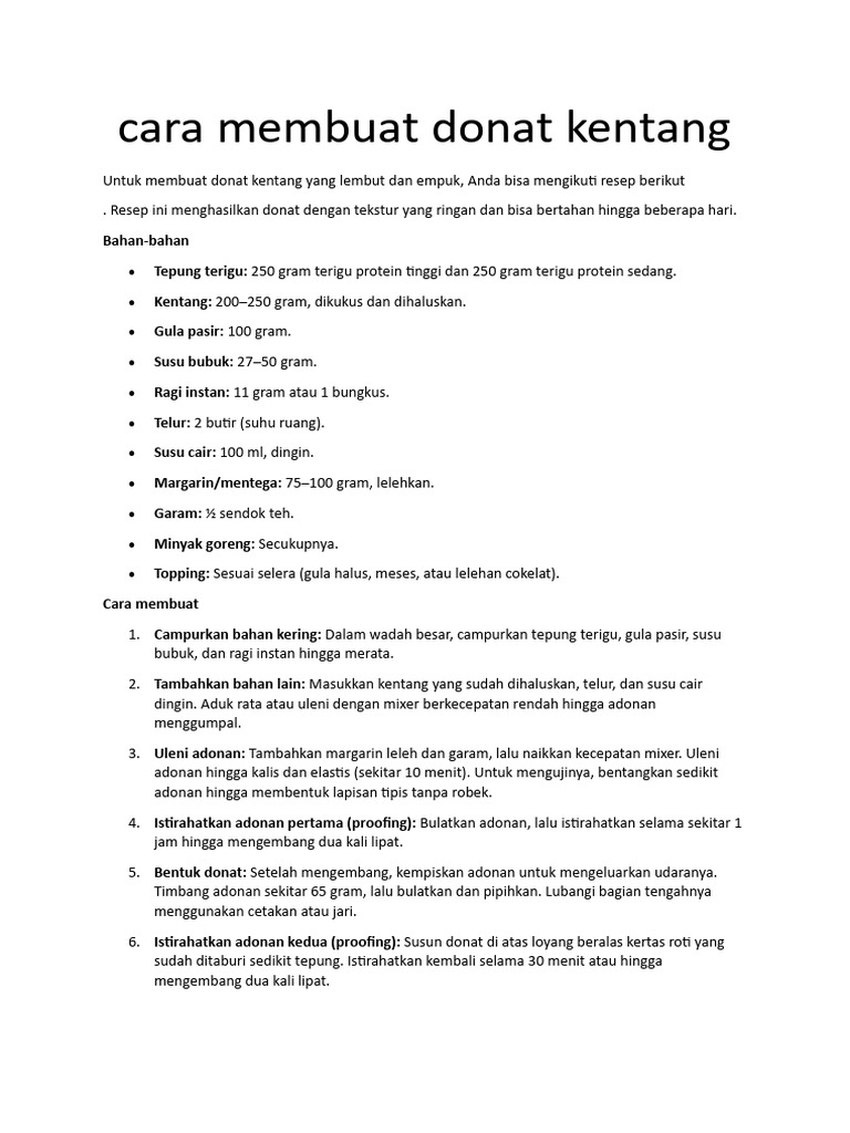 Cara Membuat Donat Kentang | PDF