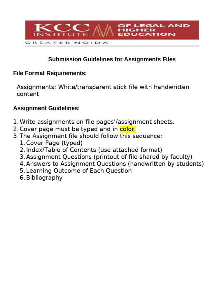 BA LLB Assignment Submission & Cover Page Guidelines - 2025 | PDF