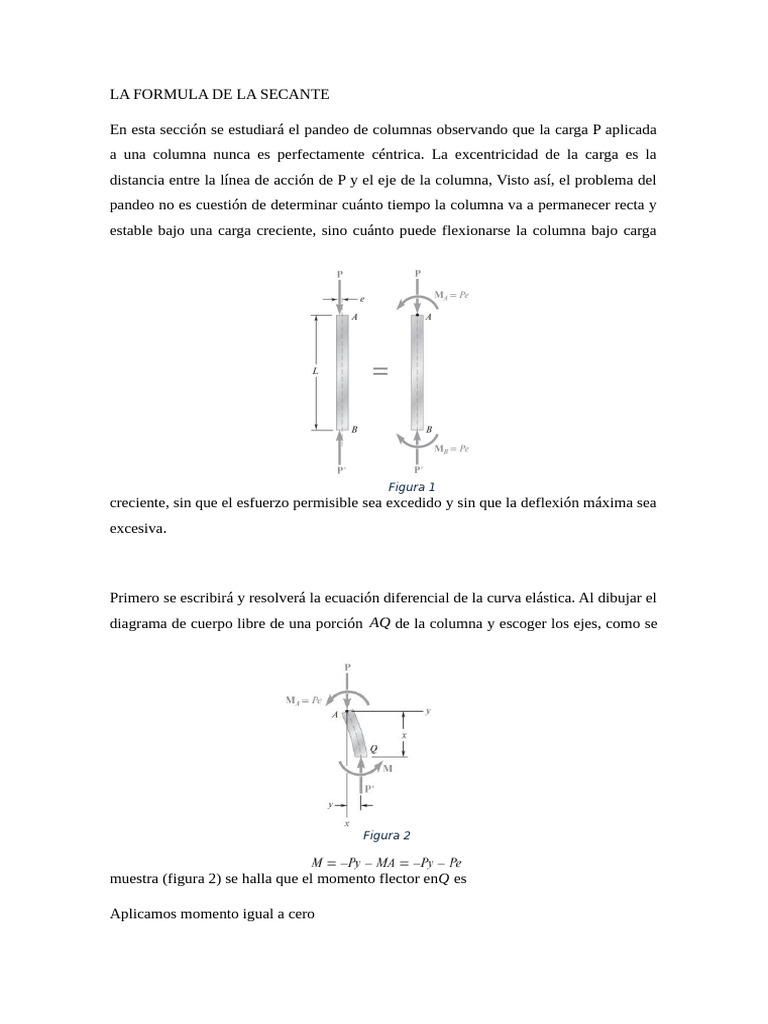 Formula de La Secante | PDF | Pandeo | Ecuaciones