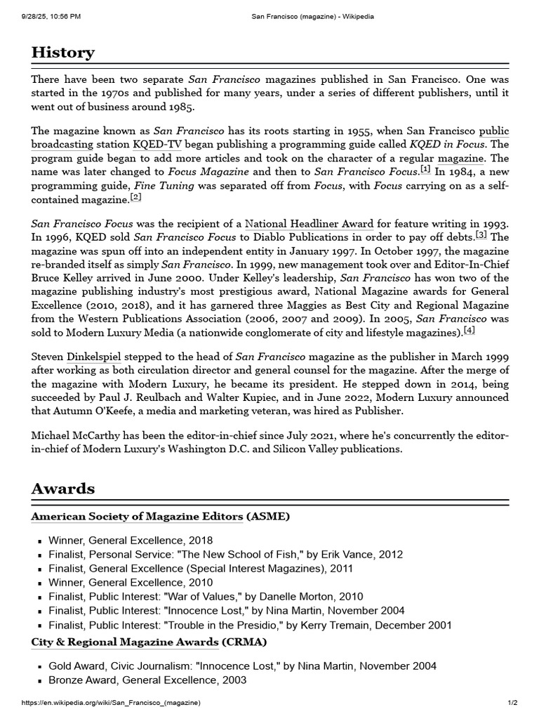 History of San Francisco Magazine | PDF | Magazine Publishing ...