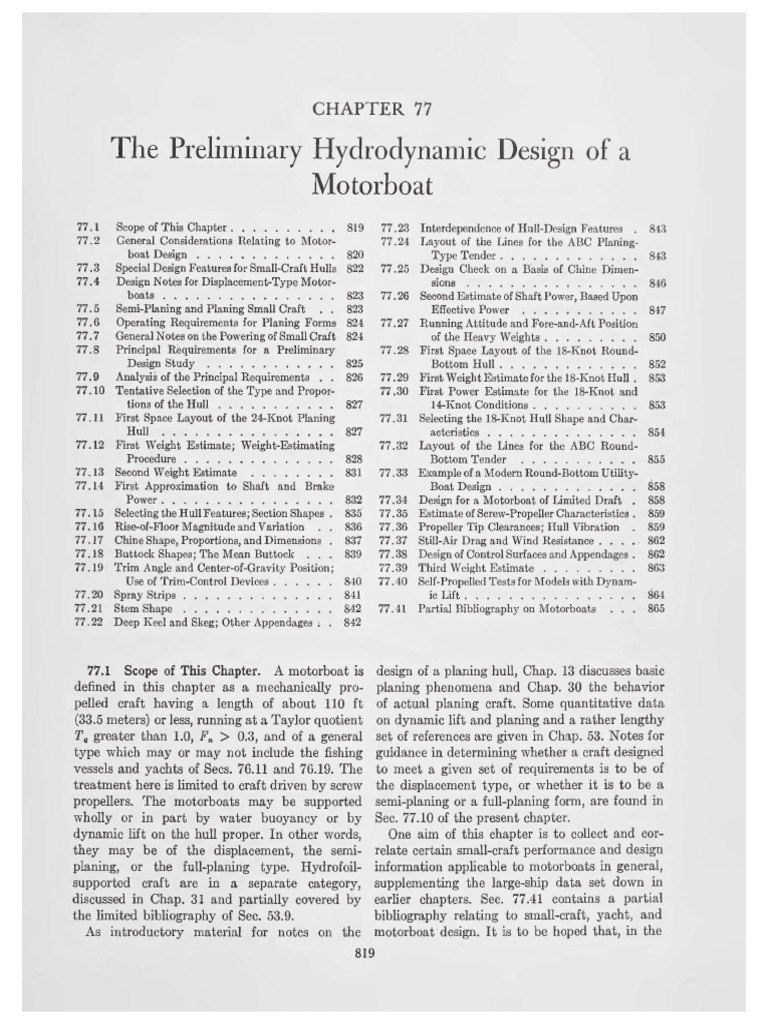 Hydrodynamic Design of A Motor Boat | PDF