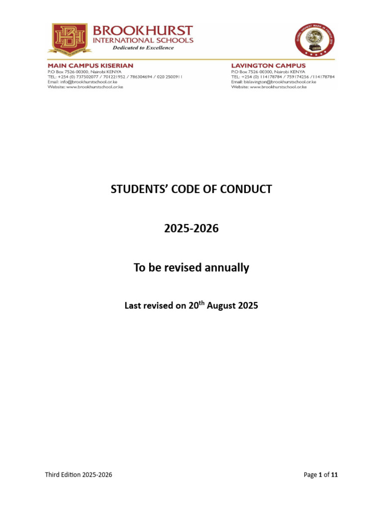 Students' Code of Conduct 2025-2026 | PDF | Clothing