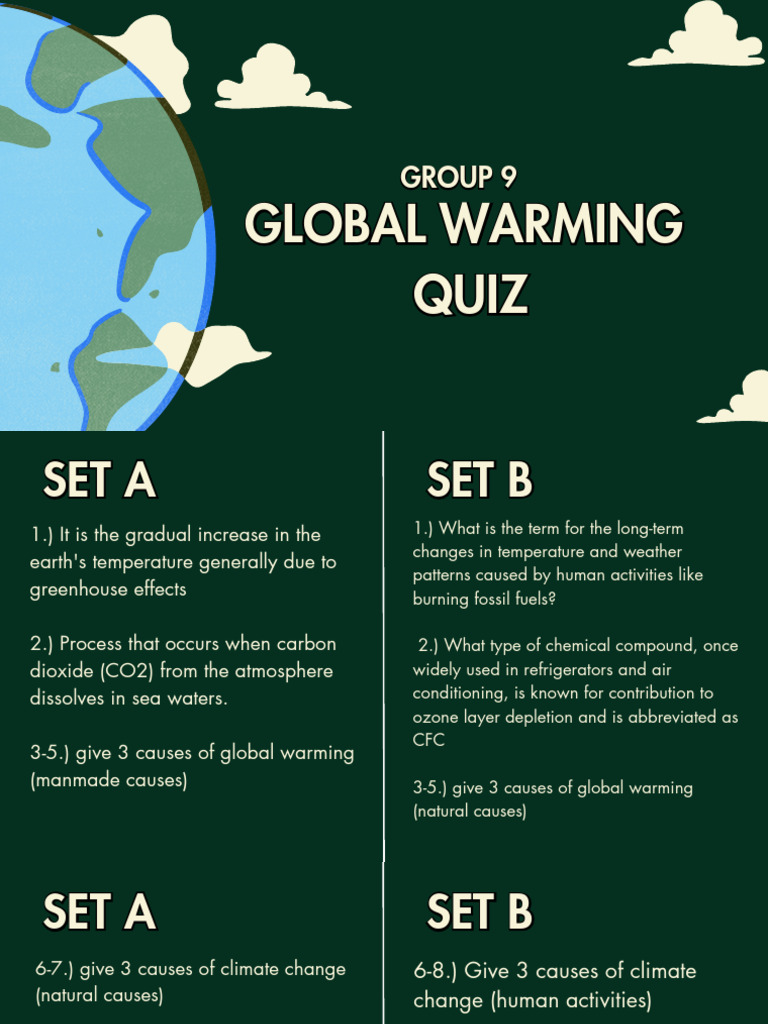 Global Warming Quiz: Causes & Effects | PDF | Climate Change ...