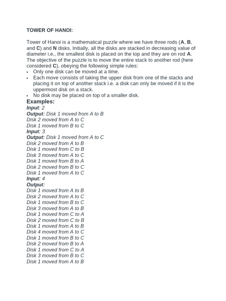 Tower of Hanoi | PDF
