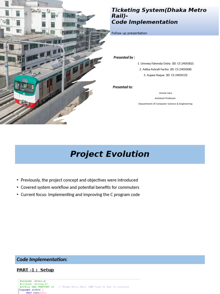 Dhaka Metro Ticketing System Code Implementation | PDF