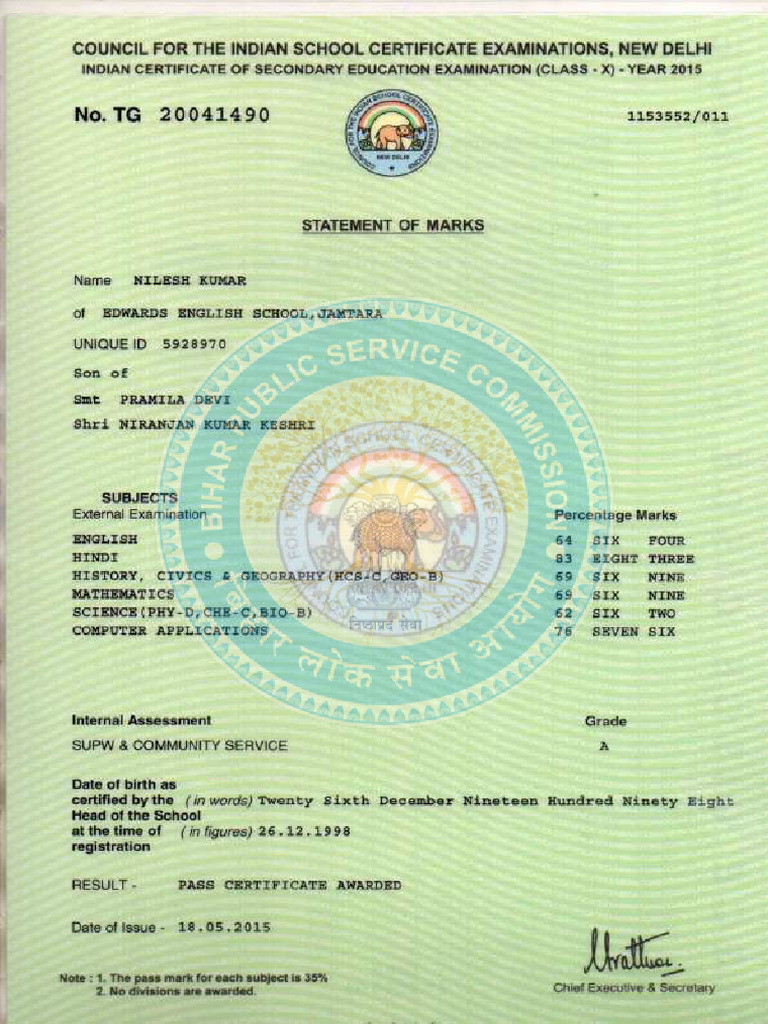 Matric Certificate 10th Watermarked | PDF
