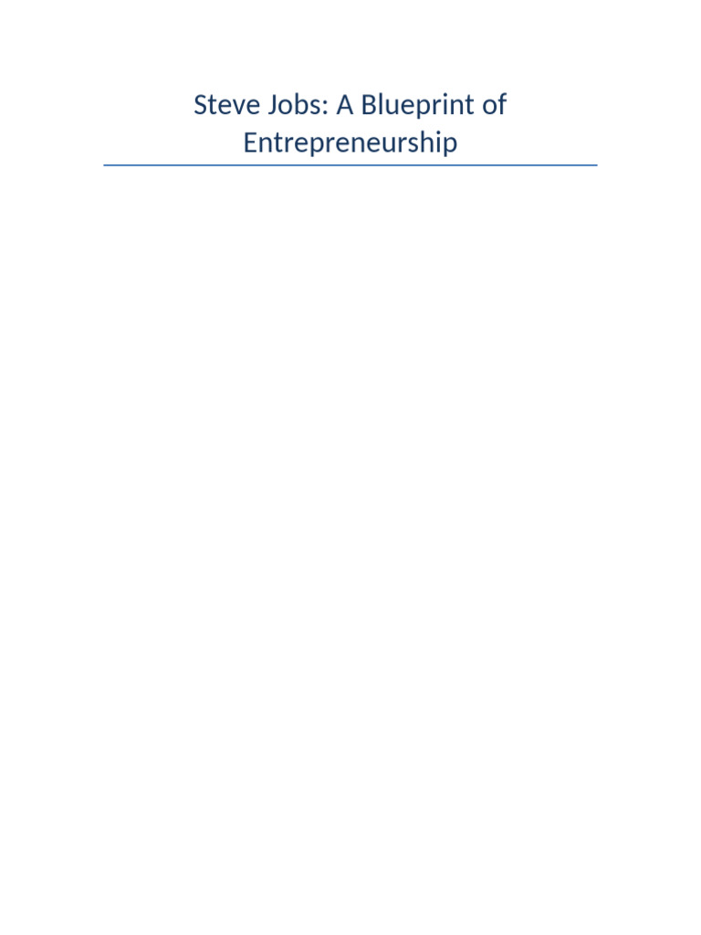 Steve Jobs: Lessons in Entrepreneurship | PDF | Entrepreneurship ...