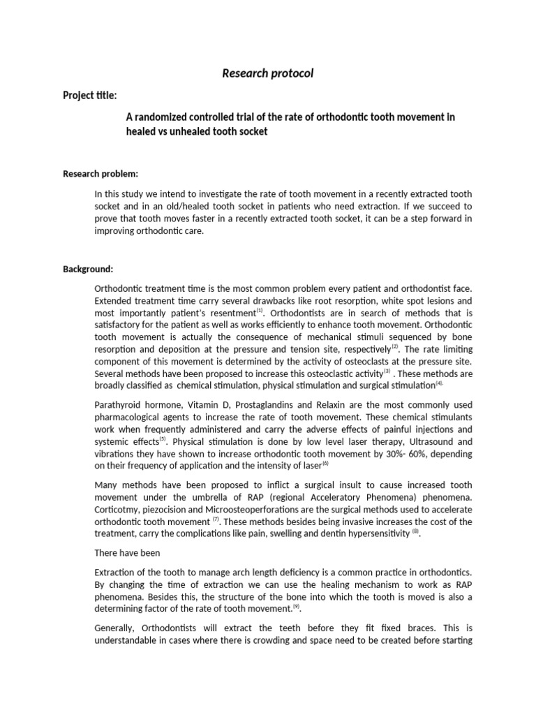 Protocol Extraction Study 2 | PDF | Orthodontics | Human Tooth