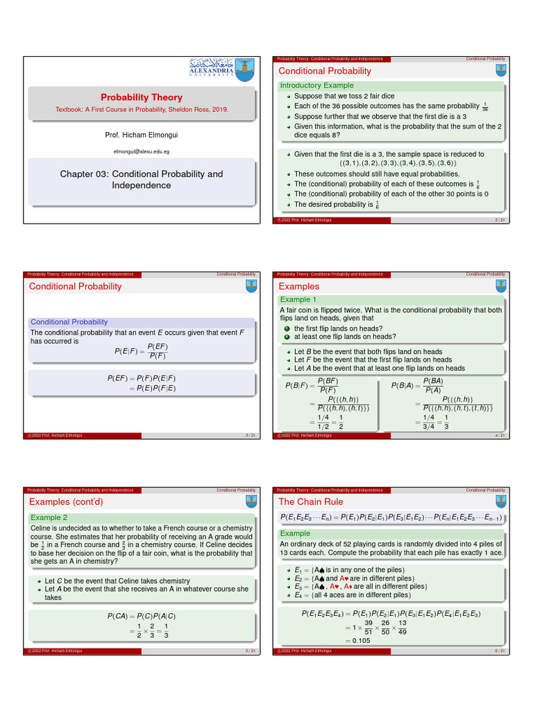 Ch3 - Conditional Probability | PDF | Probability | Probability Theory