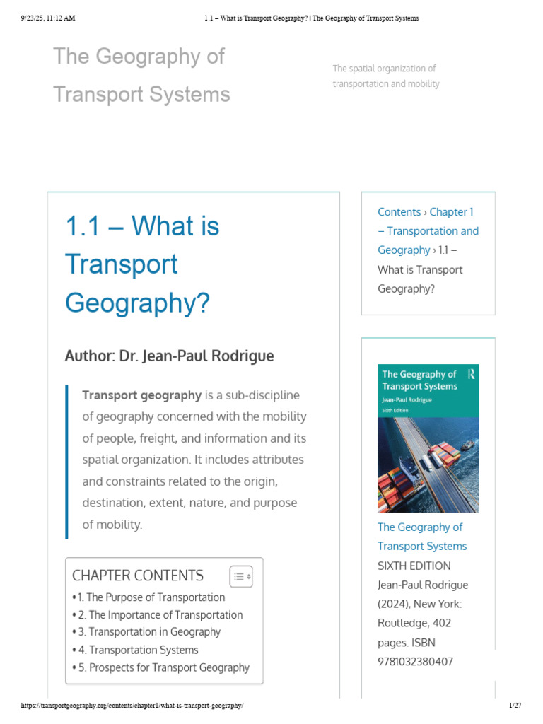 1.1 - What Is Transport Geography - The Geography of Transport Systems ...