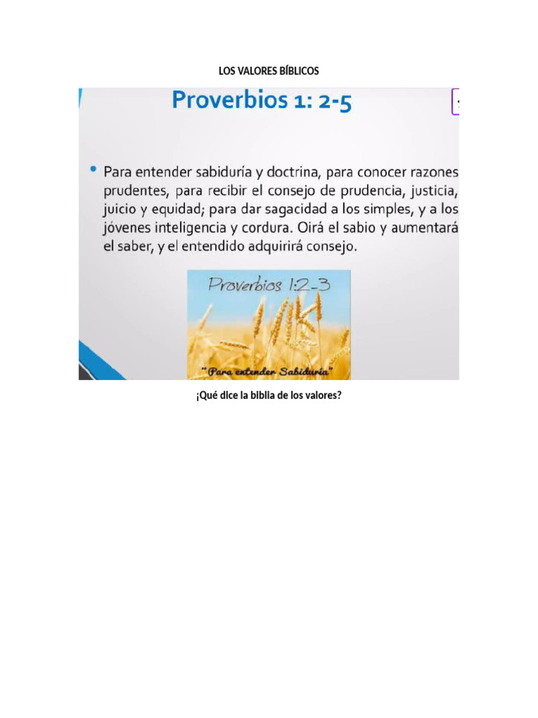 Los Valores Bíblicos | PDF