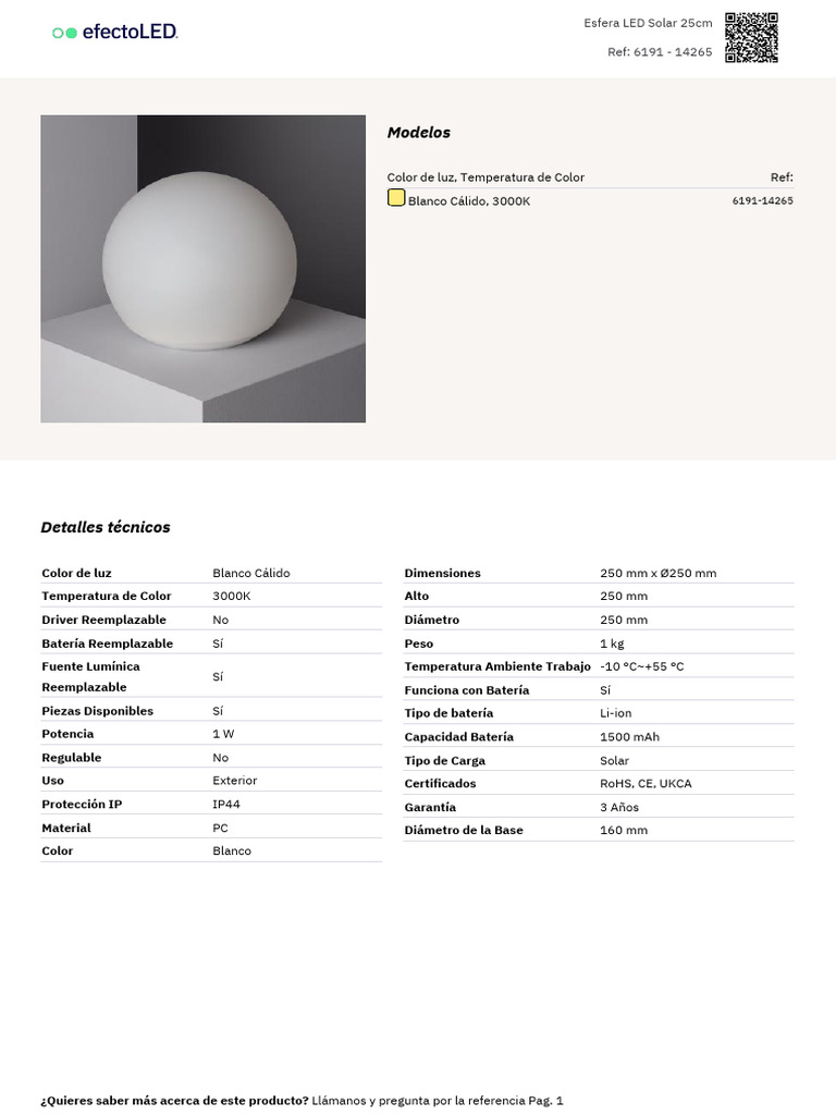 Esfera LED Solar 25cm | PDF | Diodo emisor de luz | Energía solar