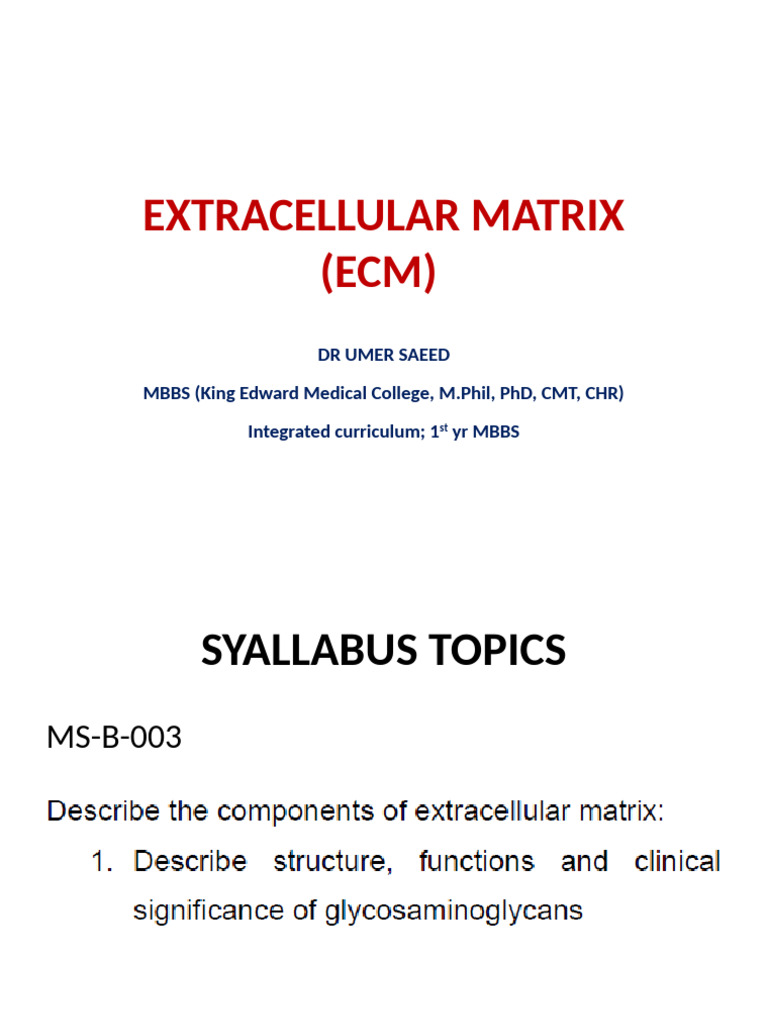 ECM Integrated Curriculum | PDF | Collagen | Vitamin C