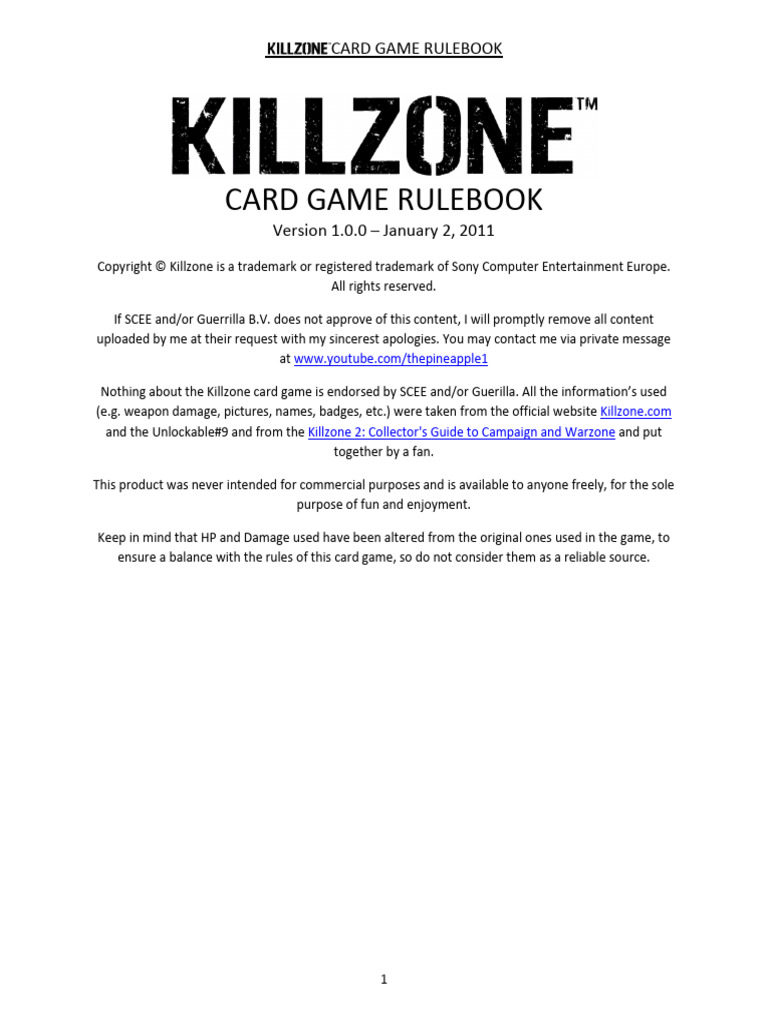 Killzone Card Game Rulebook | PDF | Gaming
