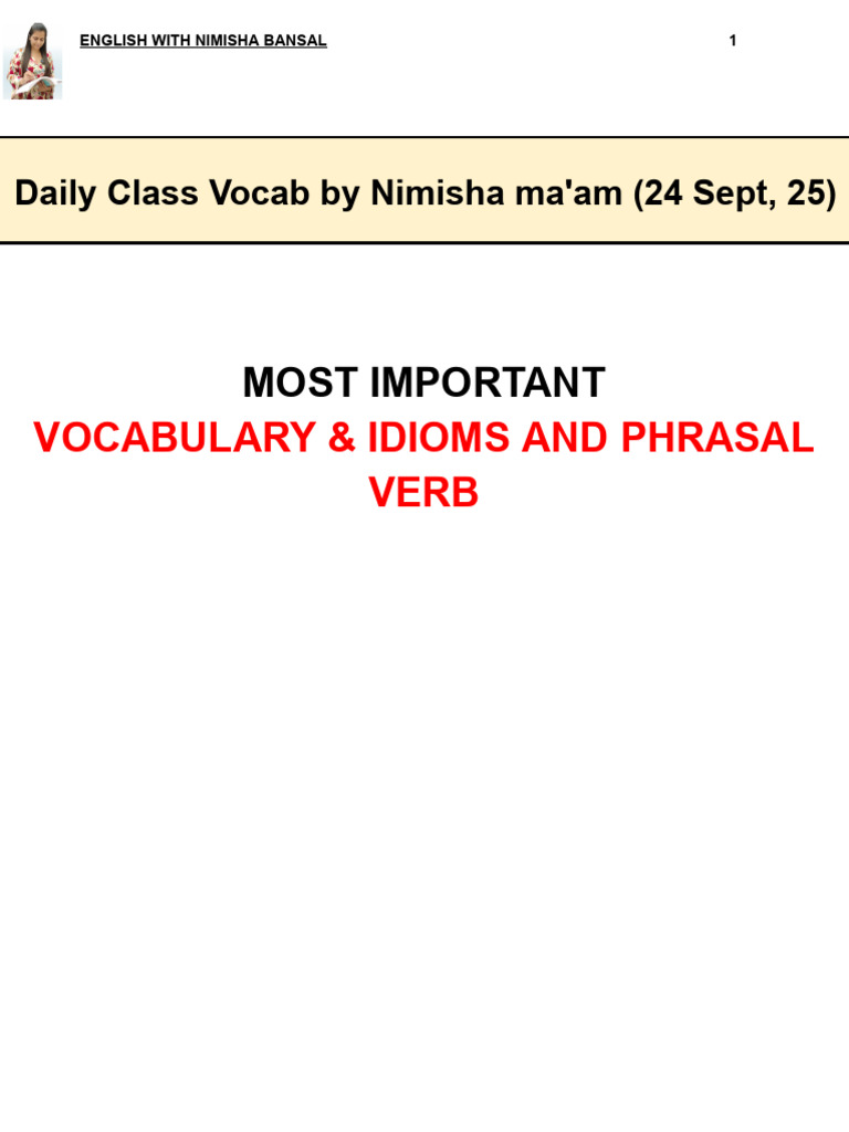 Daily Class Vocab 24 Sept, 25. | PDF