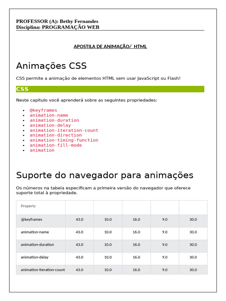 Animações CSS: Propriedades e Exemplos | PDF | Informática ...
