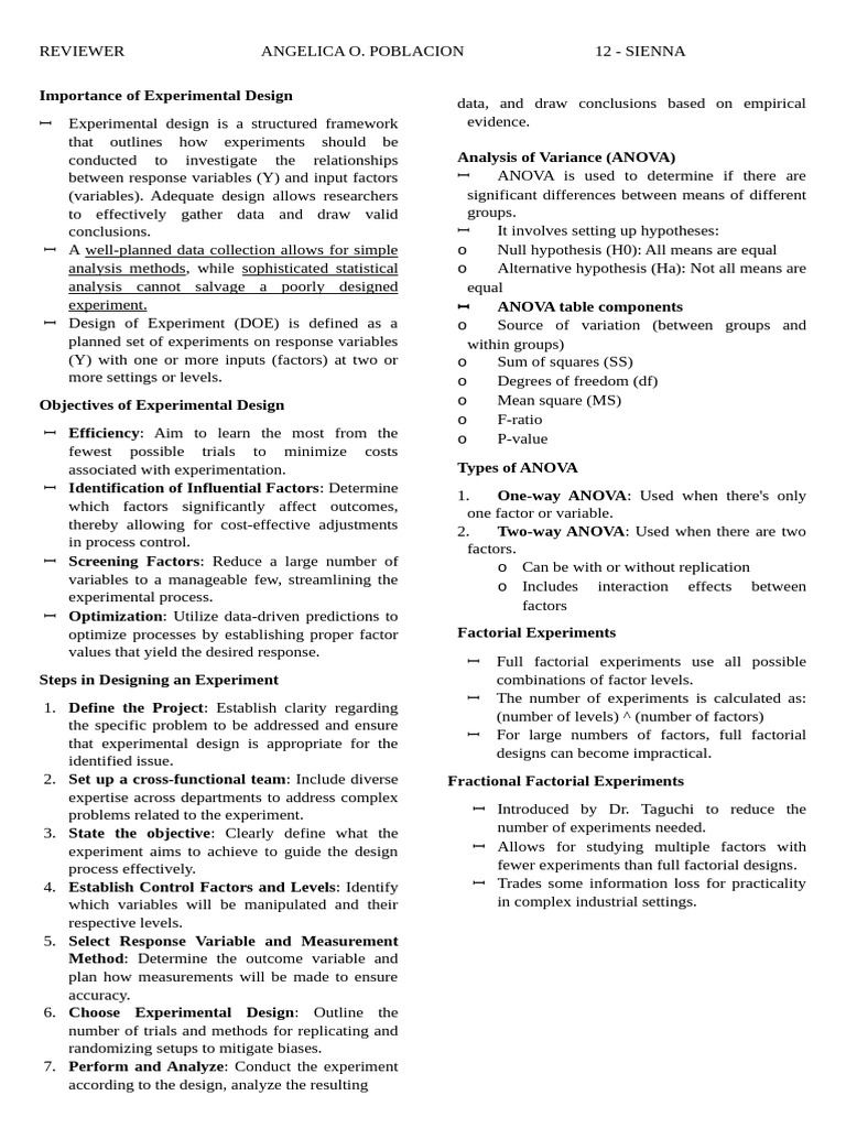 Importance of Experimental Design | PDF | Analysis Of Variance | Experiment
