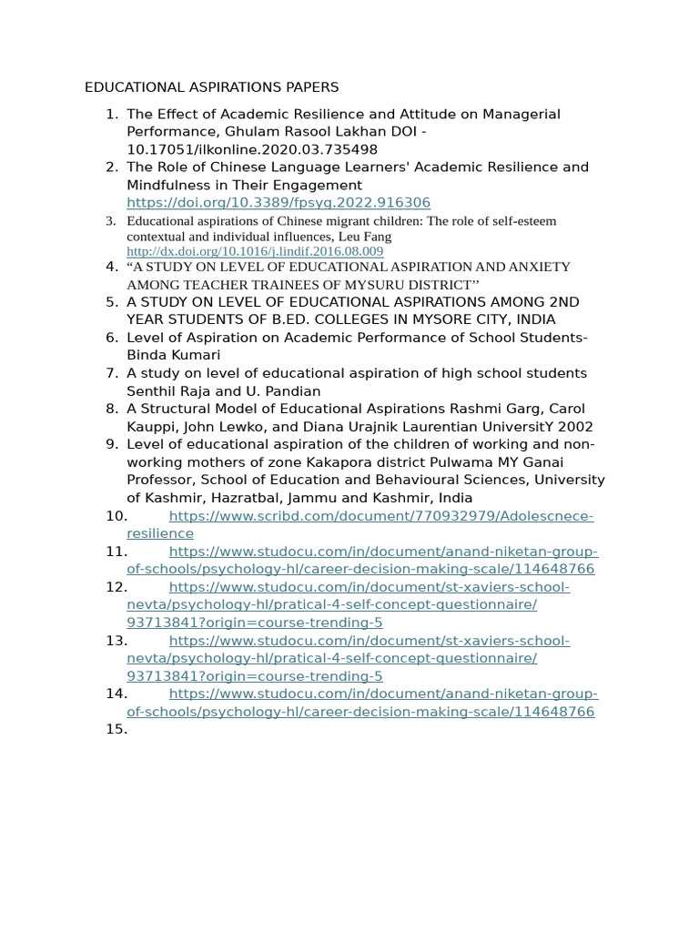 Educational Aspirations Paper | PDF