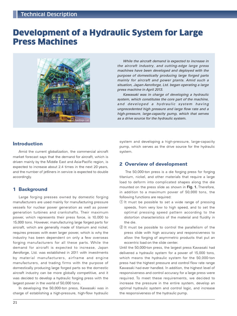 Development of A Hydraulic System For Large Press Machines: Technical ...