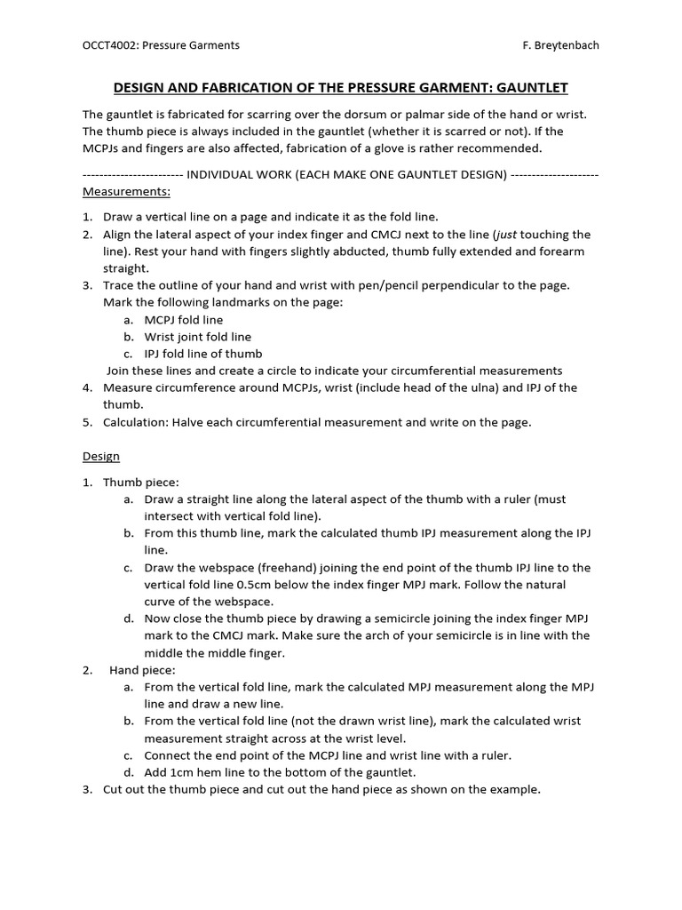 2025 Design and Fabrication of Gauntlet | PDF | Hand | Seam (Sewing)