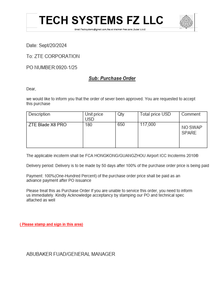 PO Tablets ZTE-20250919 | PDF