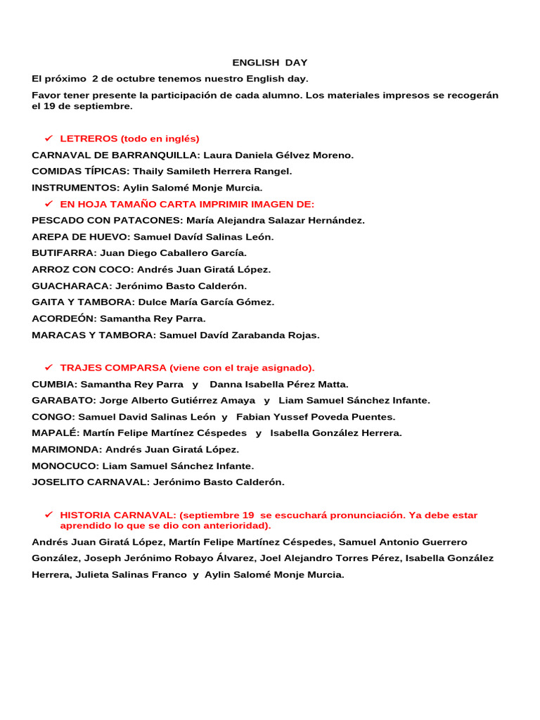 English Day | PDF