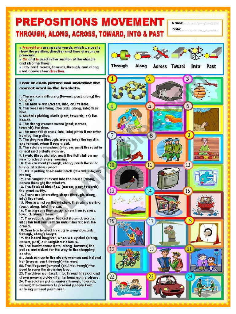 Homework 1310 (Prepositions of Movement) | PDF