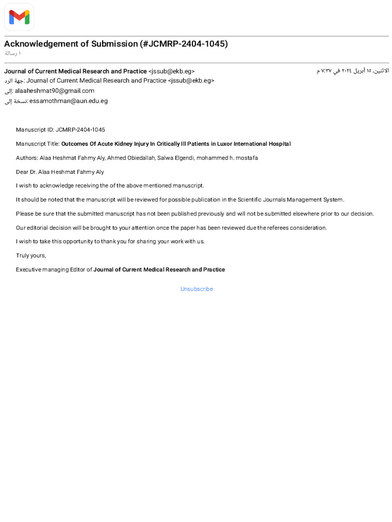 Gmail - Acknowledgement of Submission (#JCMRP-2404-1045) | PDF
