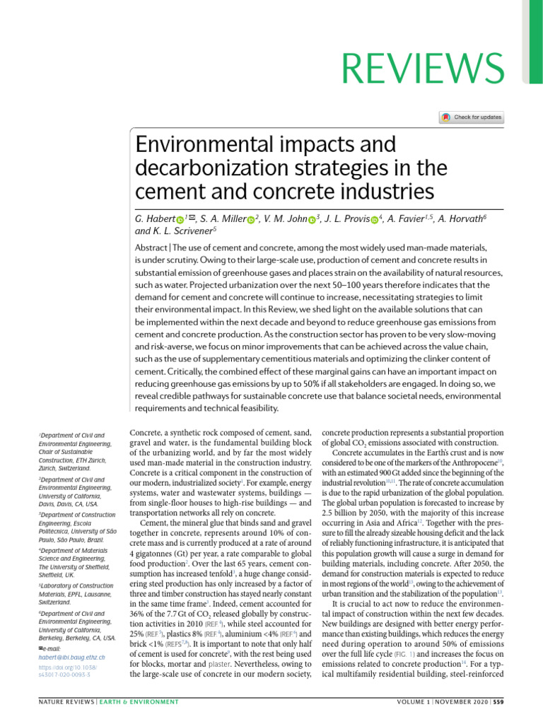 Environmental Impacts and Decarbonization Strategies in The Cement and ...
