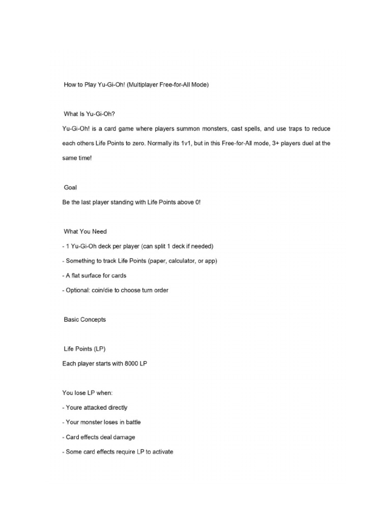 Yu-Gi-Oh Rules | PDF