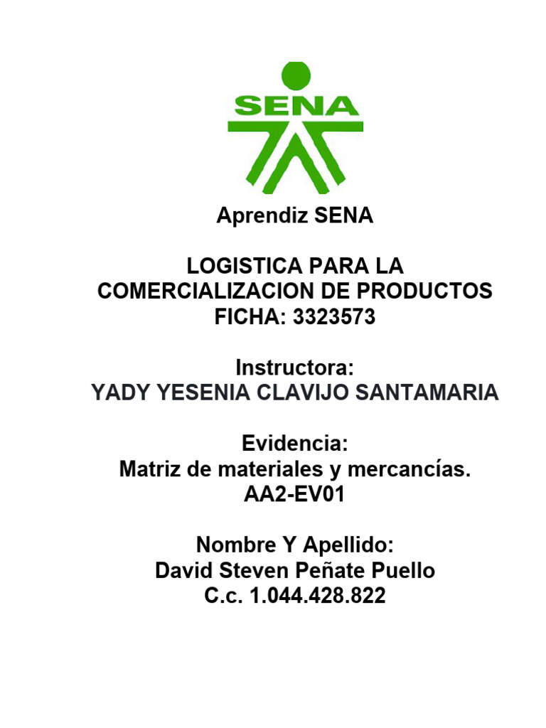 Matriz de Materiales y Mercancías AA2-EV01 | PDF | Logística | Almacén