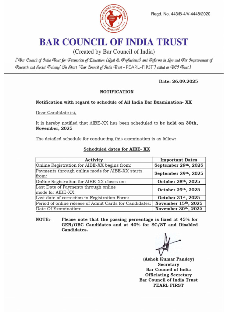 AIBE XX Notification | PDF