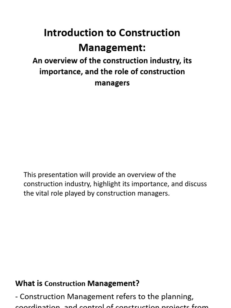 CH1 Introduction To Construction Management | PDF | Construction ...