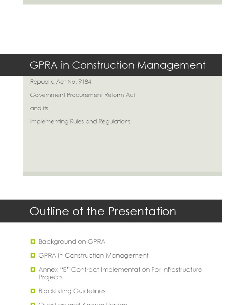 GPRA in Construction Management | PDF | Construction Management ...