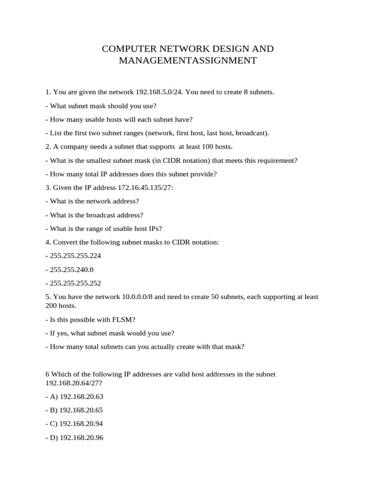 Computer Network Design Assignment Guide | PDF